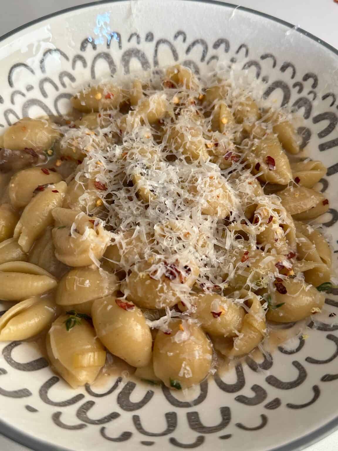 One Pot Leek and Mushroom Pasta - Carol Bee Cooks