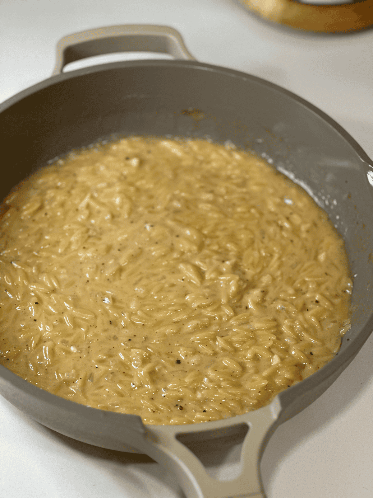 One Pan Cacio e Pepe Risotto Orzo - Carol Bee Cooks