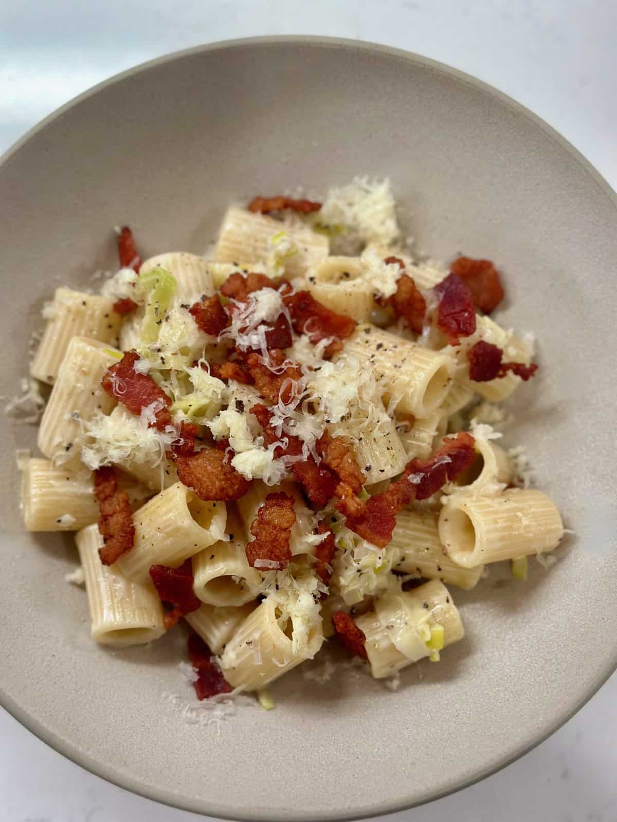 Creamy Leek and Bacon Pasta - Carol Bee Cooks