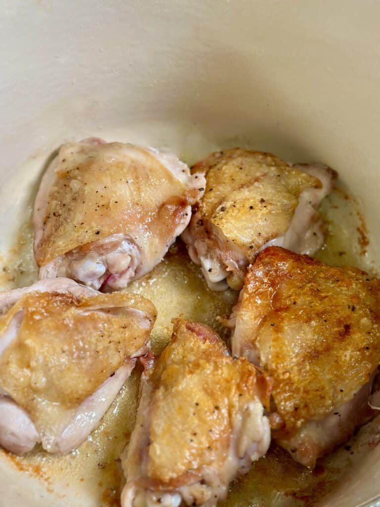 Herby Chicken and Rice Soup with Crispy Chicken Skin - Carol Bee Cooks