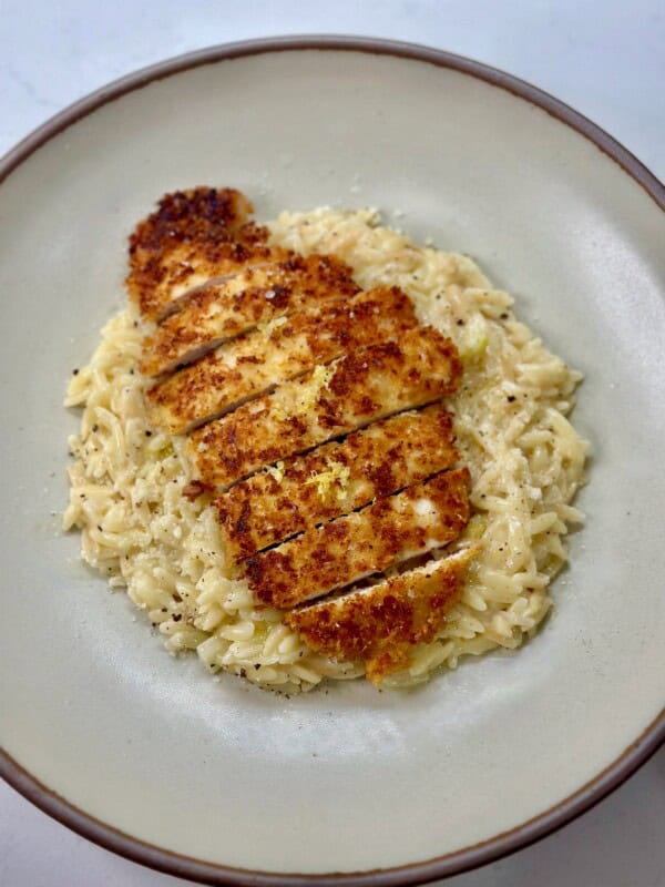 Orzo al Limone with Crispy Parmesan Chicken - Carol Bee Cooks