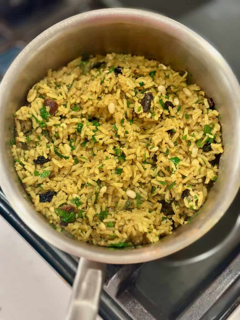Basmati Rice Pilaf with Pine Nuts and Dried Fruit - Carol Bee Cooks