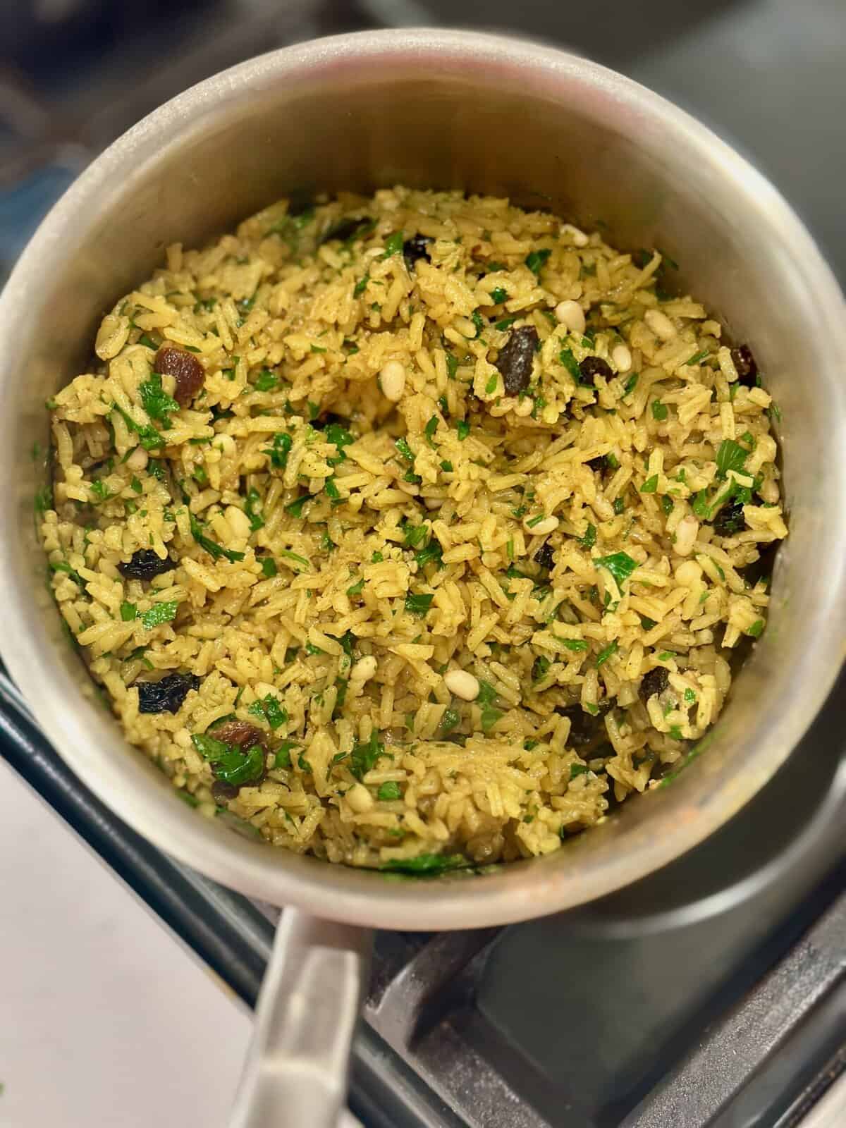 Basmati Rice Pilaf with Pine Nuts and Dried Fruit - Carol Bee Cooks