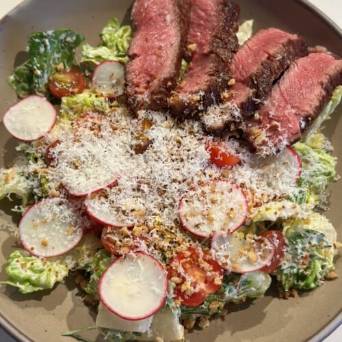 Steak Caesar Salad With Greek Yogurt Dressing No Mayo Carol Bee Cooks