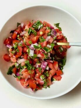 Chipotle Copycat Fresh Tomato Salsa (Mild Salsa) - Carol Bee Cooks